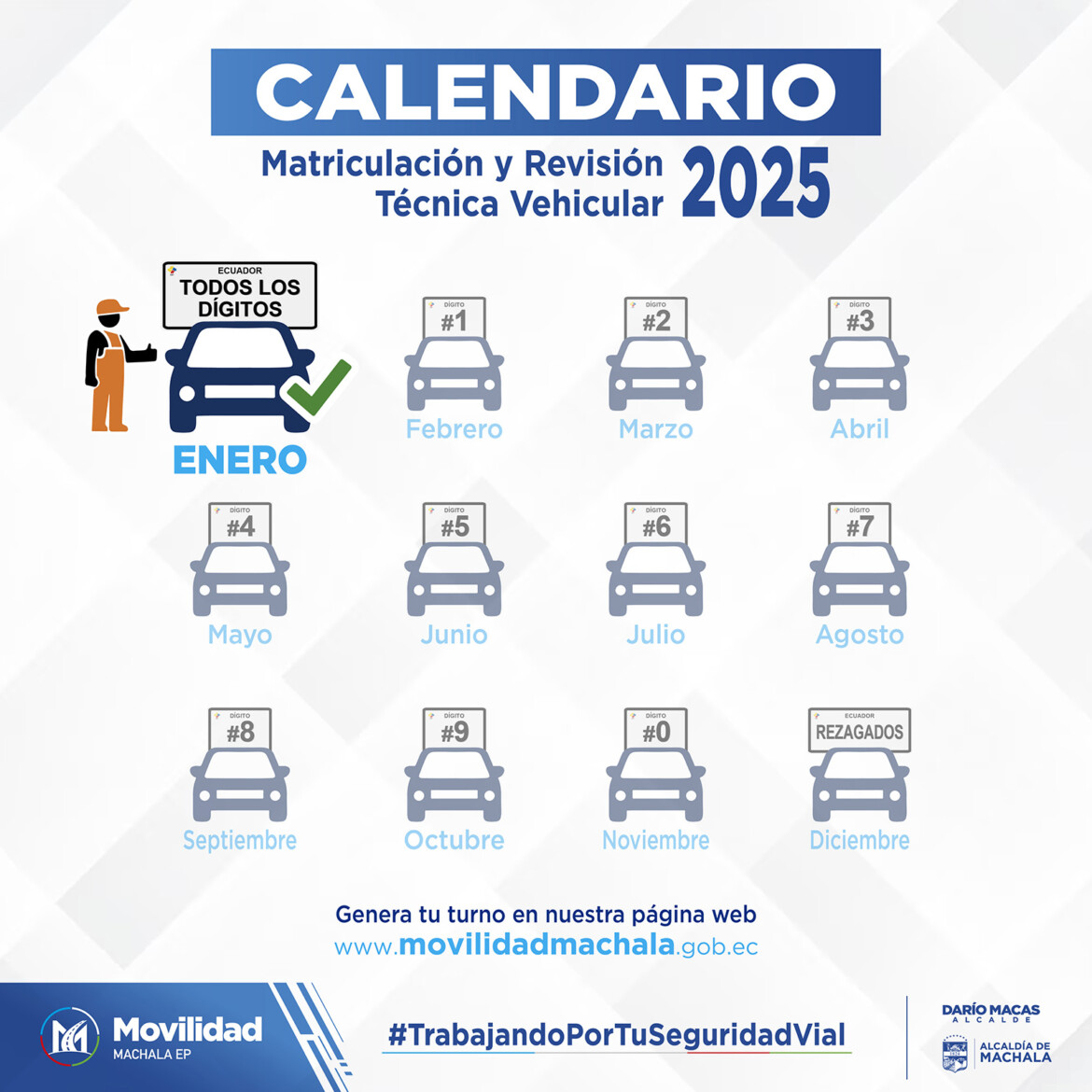 Calendario de matriculación vehicular 2025 – Movilidad Machala EP